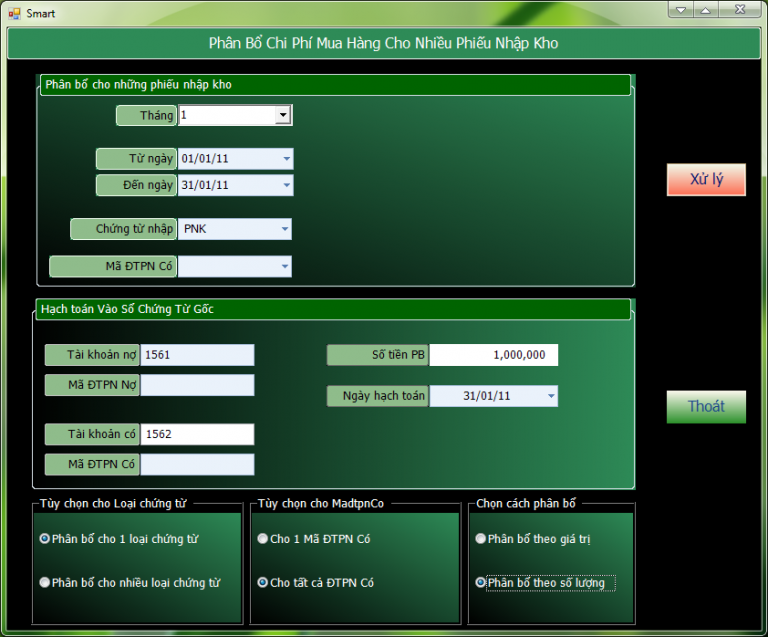 Hướng dẫn Phân bổ chi phí mua hàng trên phần mềm Smart Pro - Phần mềm ...
